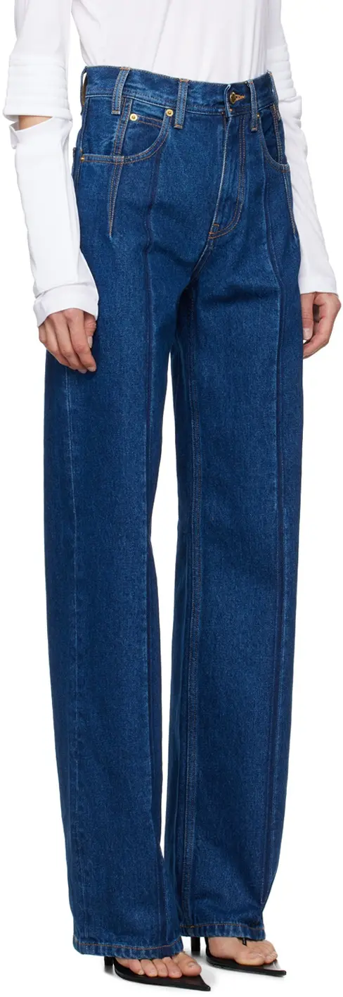 DARKPARK Lu Pleated Straight-leg Jeans - Blue