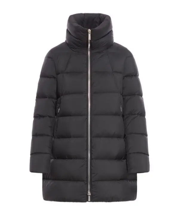 MOORER Alana Padded High-neck Coat - Black
