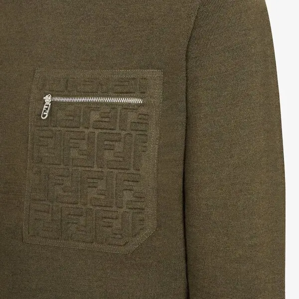 Fendi Ff Embossed Crewneck Jumper - Green