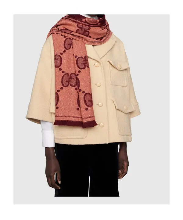 Gucci Gg Jacquard Knitted Scarf - Red