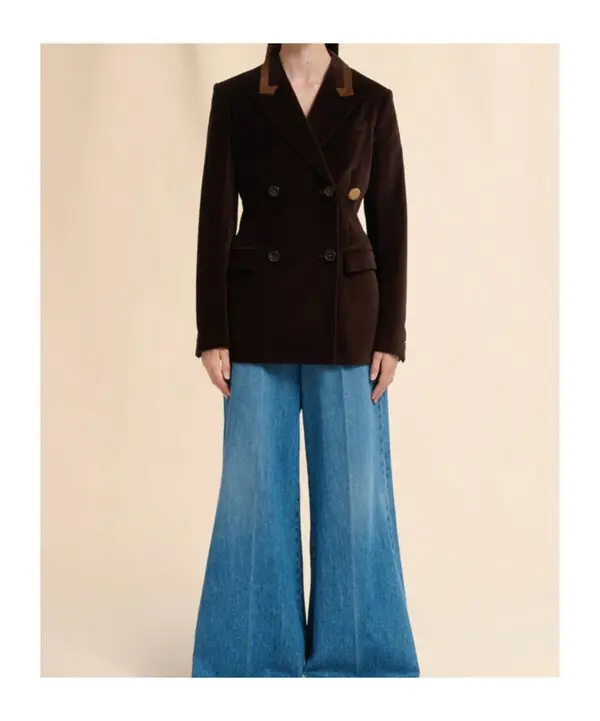 Marni Double-breasted Velvet Blazer With Pony Hair Accents