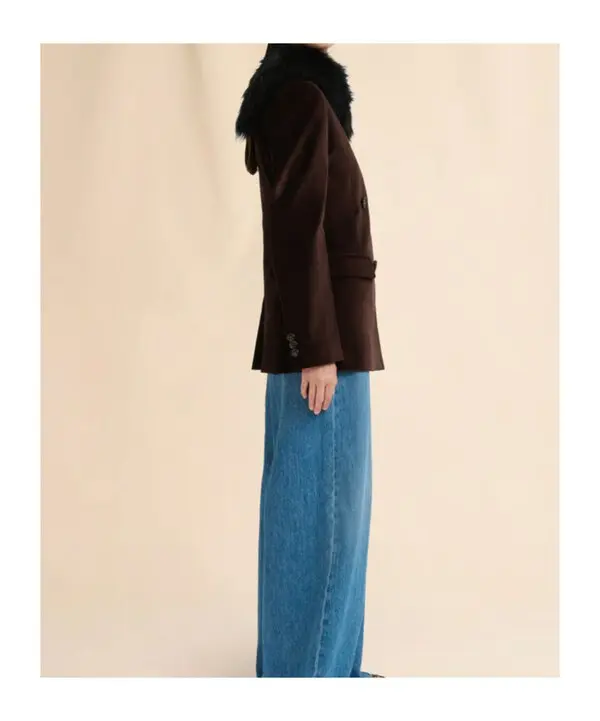 Marni Double-breasted Velvet Blazer With Pony Hair Accents