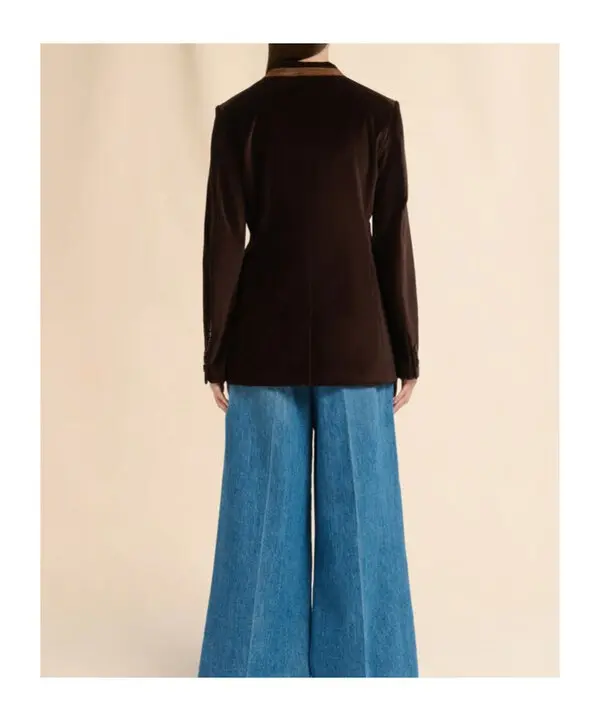Marni Double-breasted Velvet Blazer With Pony Hair Accents