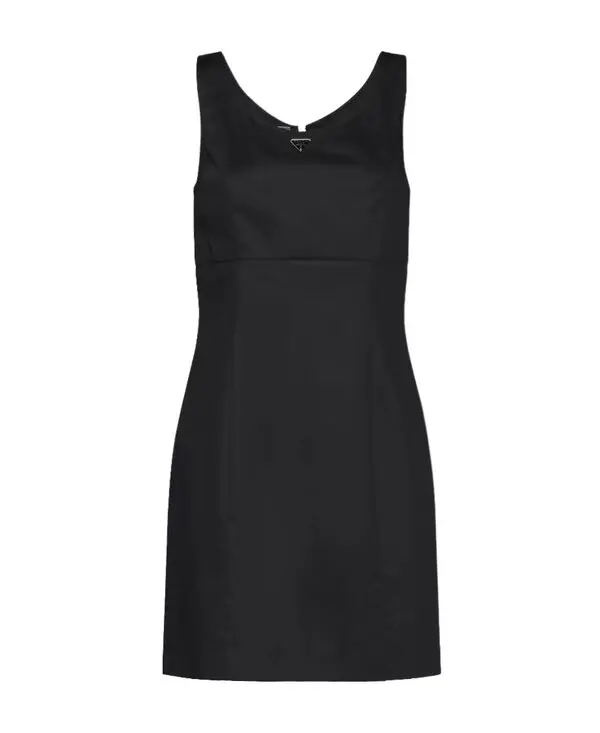 Prada Logo Plaque Sleeveless Mini Dress - Black