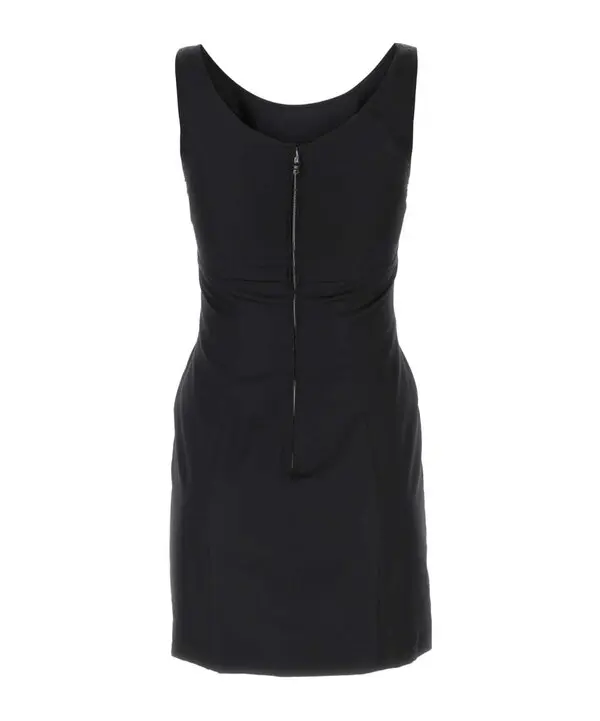 Prada Logo Plaque Sleeveless Mini Dress