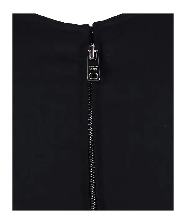 Prada Logo Plaque Sleeveless Mini Dress