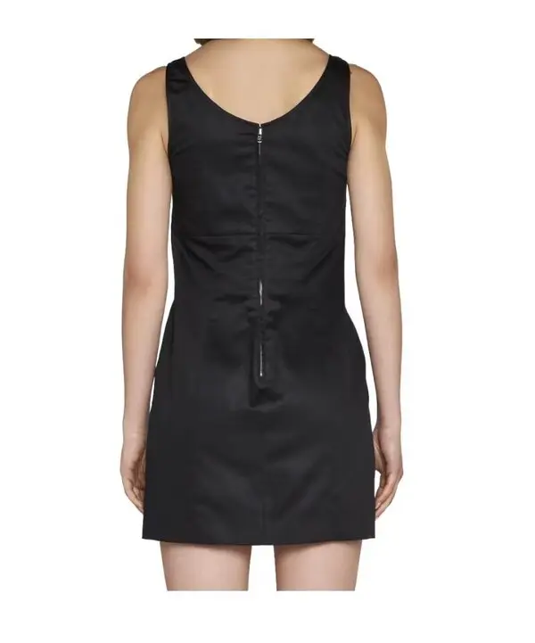 Prada Logo Plaque Sleeveless Mini Dress