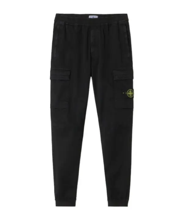 Stone Island Logo Patch Straight-leg Cargo Trousers - Black