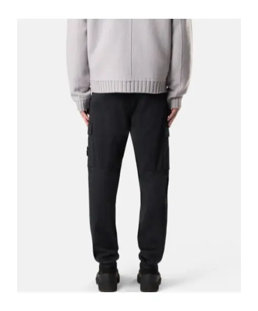 Stone Island Logo Patch Straight-leg Cargo Trousers - Black