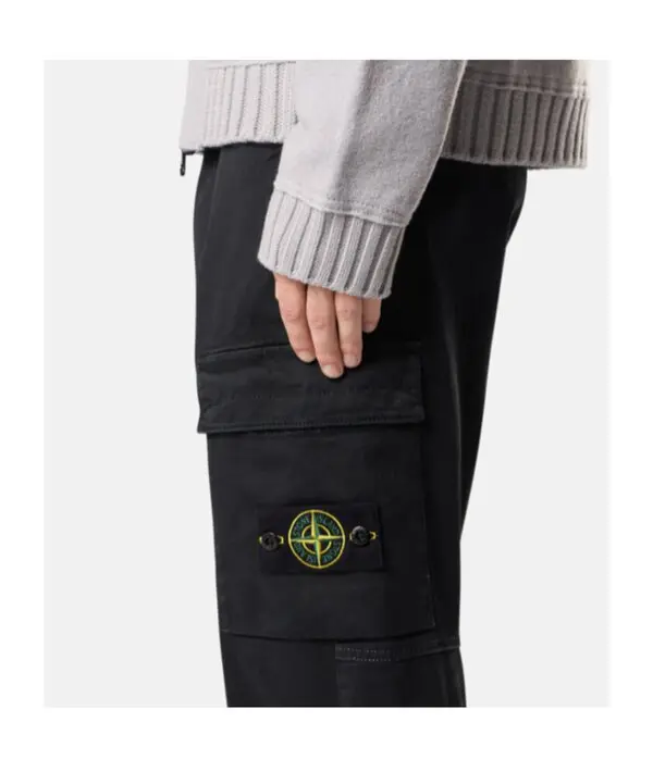 Stone Island Logo Patch Straight-leg Cargo Trousers - Black