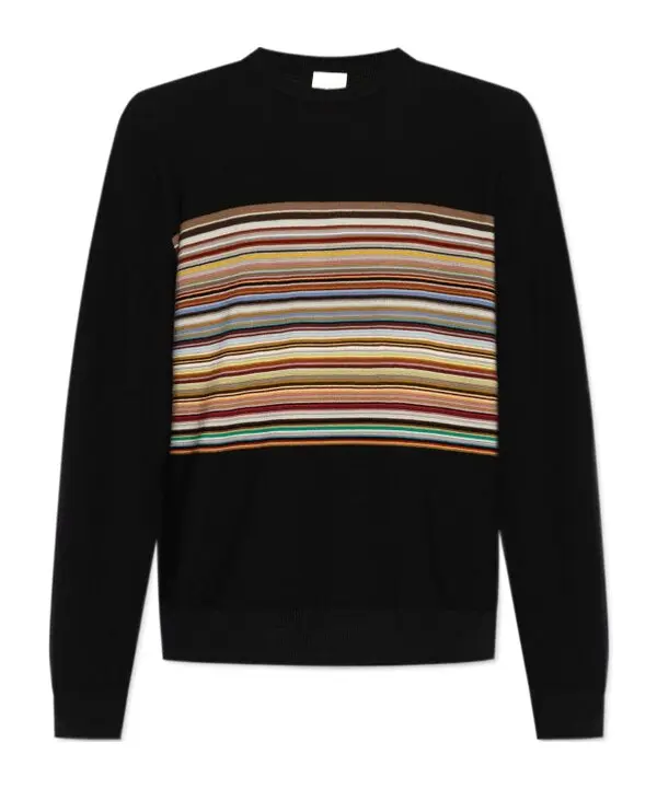 Paul Smith Crew Neck Long Sleeve Sweater With Striped Detail