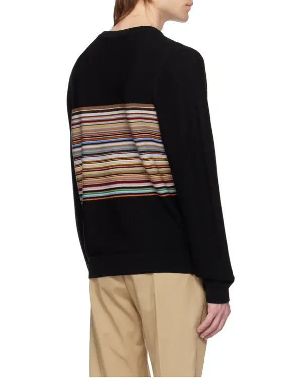Paul Smith Crew Neck Long Sleeve Sweater With Striped Detail