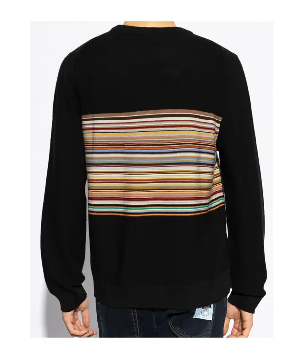 Paul Smith Crew Neck Long Sleeve Sweater With Striped Detail