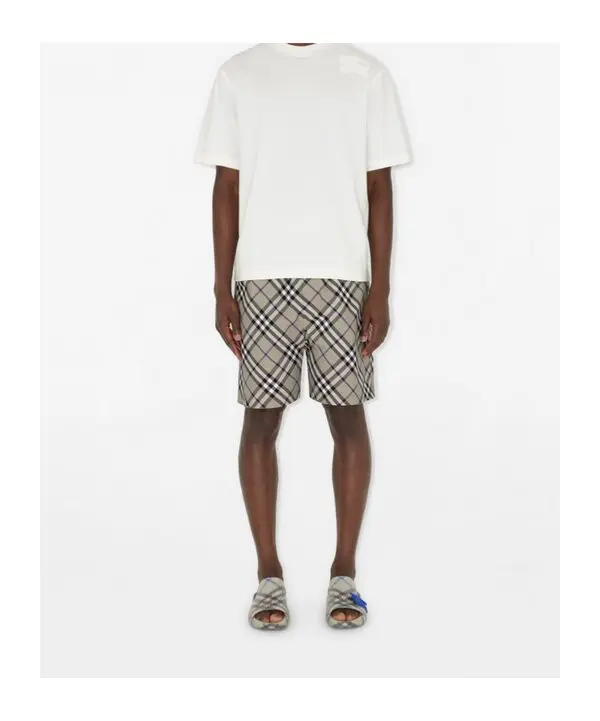 Burberry Checked Equestrian Knight Motif Slides