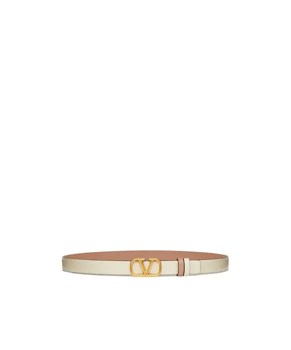 Valentino Garavani Vlogo Reversible Belt - Light Ivory White/cinnamon Pink