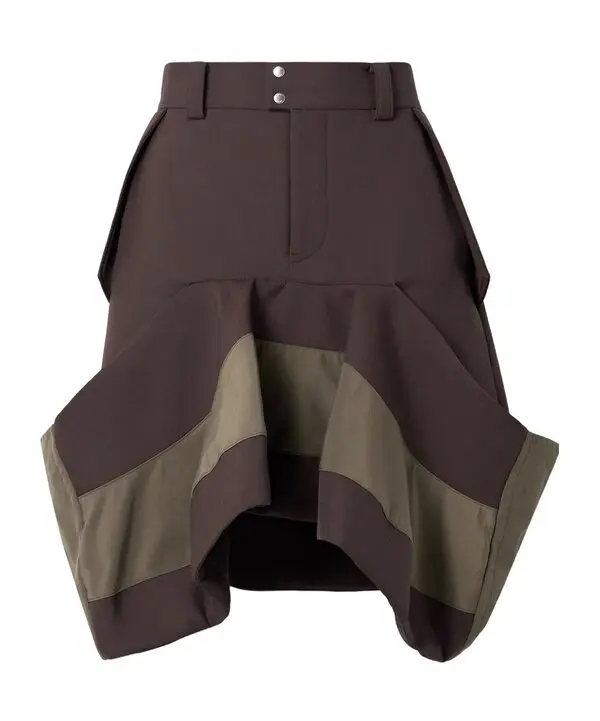 Sacai Paneled Scuba And Grosgrain Skirt