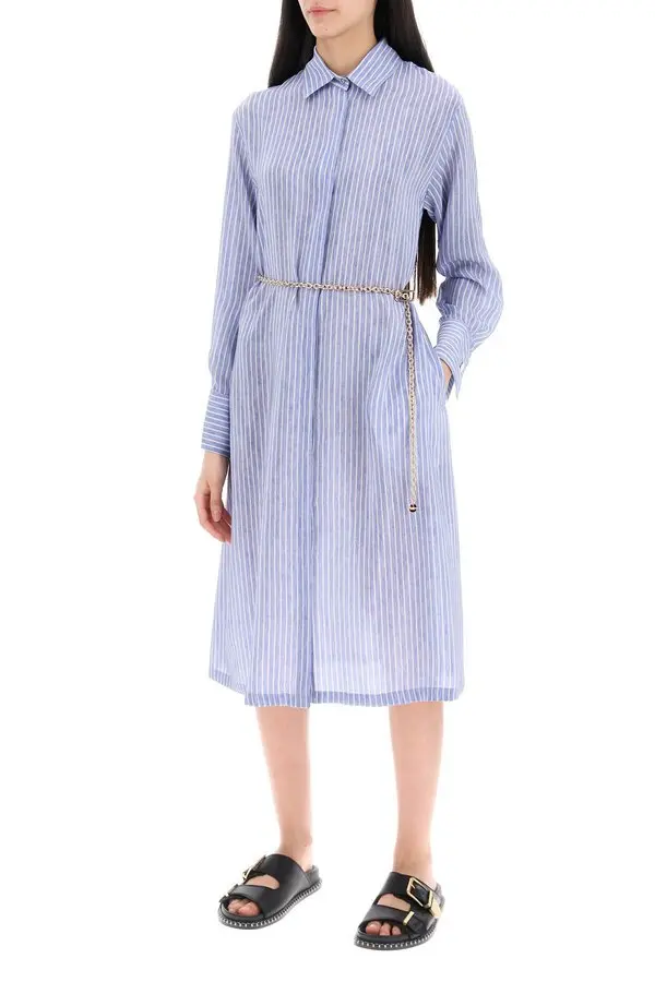 Max Mara Striped Shirt Dress With Belt