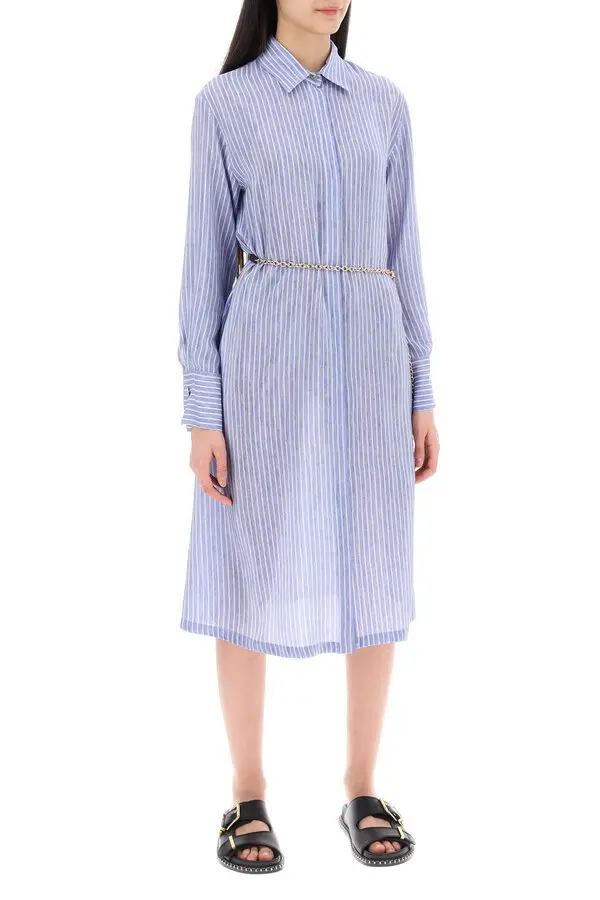 Max Mara Striped Shirt Dress With Belt