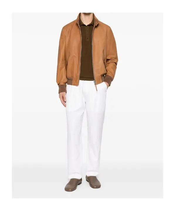 TOM FORD Long-sleeved Knitted Polo Shirt - Brown