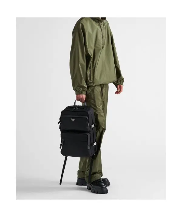 Prada Logo Plaque Zipped Backpack
