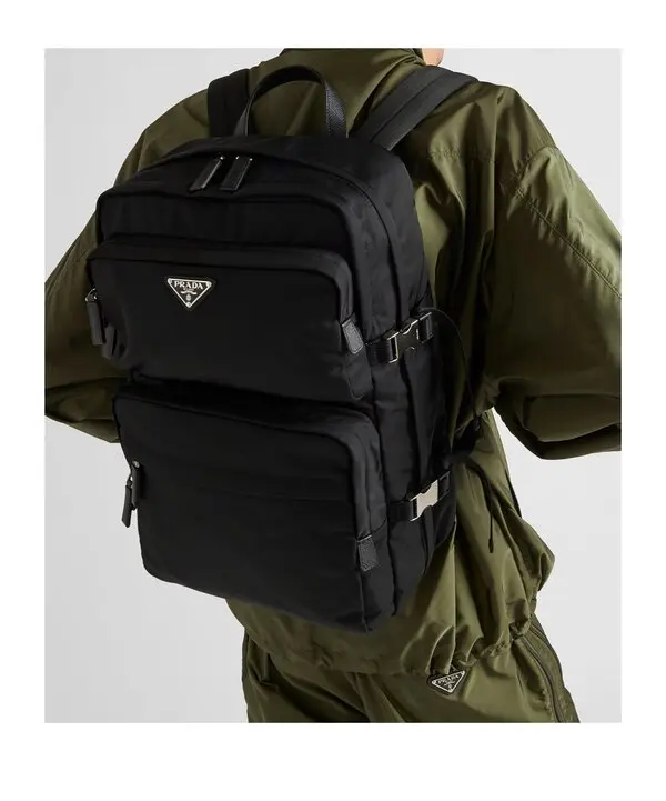 Prada Logo Plaque Zipped Backpack