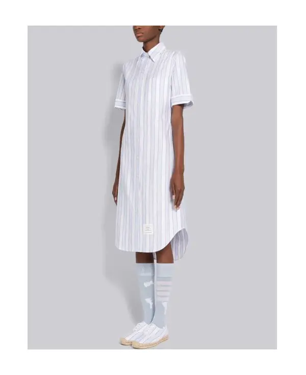 Thom Browne Striped Poplin Shirt Dress With Signature Loop Detail