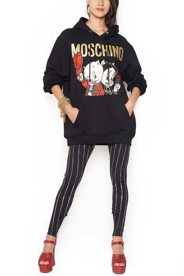 Moschino Piggy Oversized Hooded Sweater