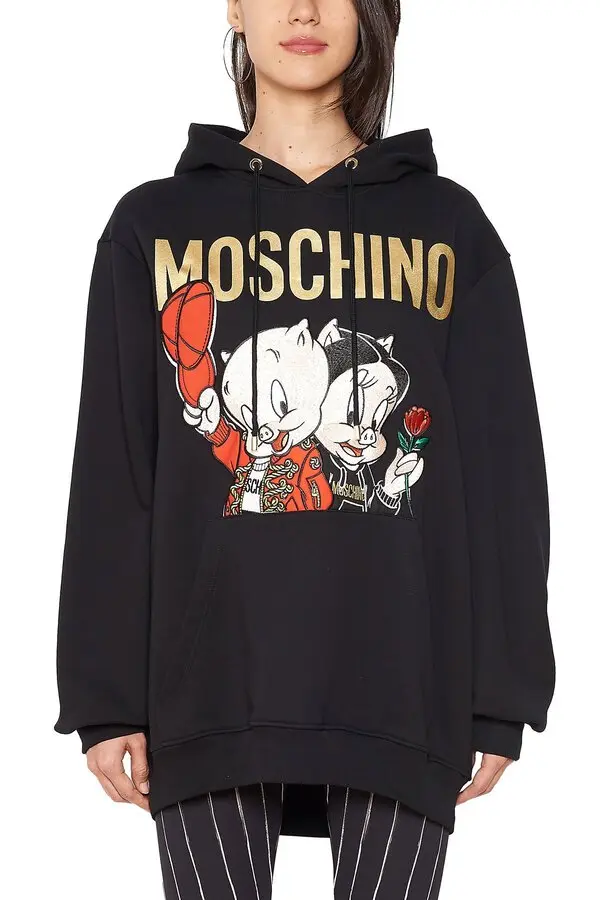 Moschino Piggy Oversized Hooded Sweater