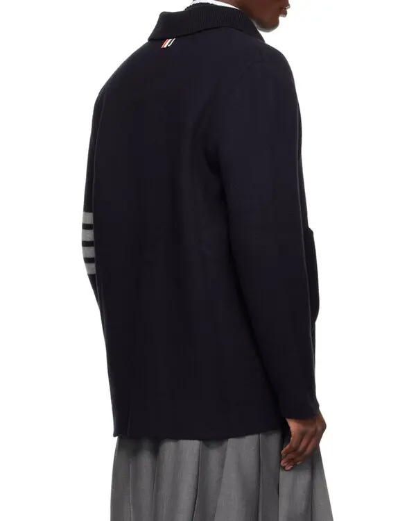 Thom Browne Long Sleeve Cardigan Coat With Four Bar Detail