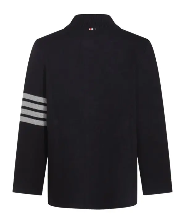 Thom Browne Long Sleeve Cardigan Coat With Four Bar Detail