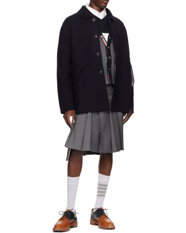 Thom Browne Long Sleeve Cardigan Coat With Four Bar Detail