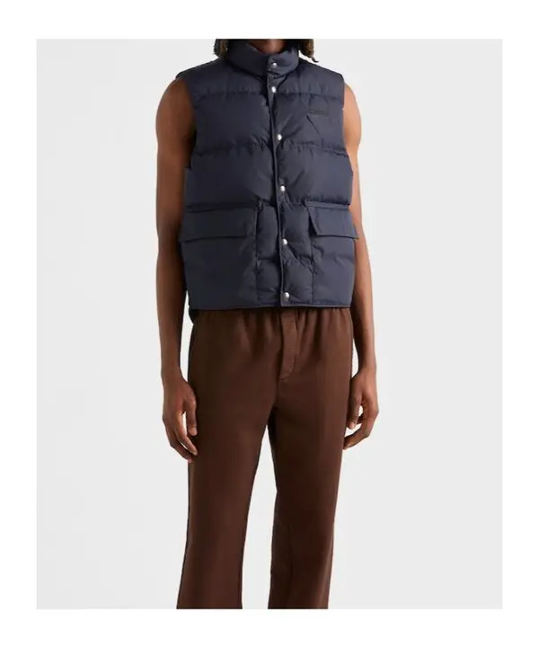 Prada High-neck Padded Gilet - Blue