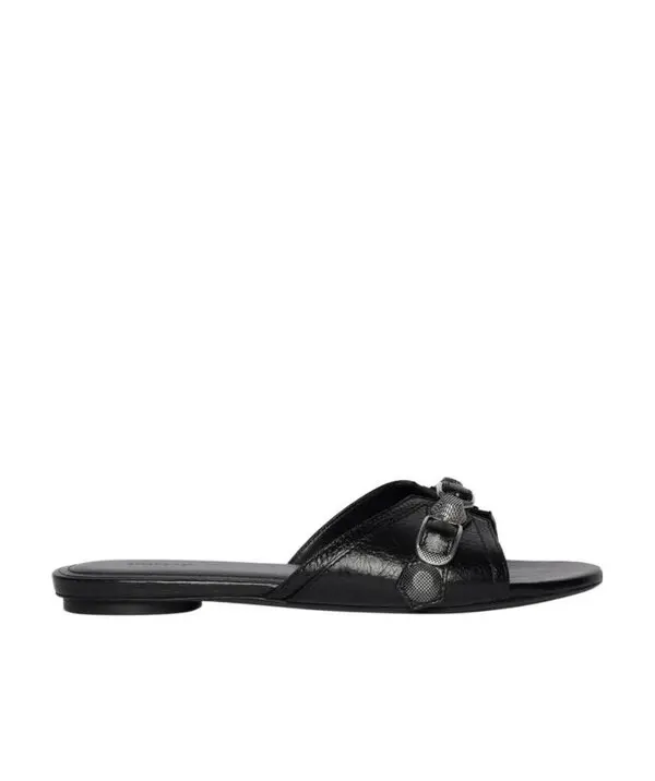 Balenciaga Cagole Flat Sandals - Black