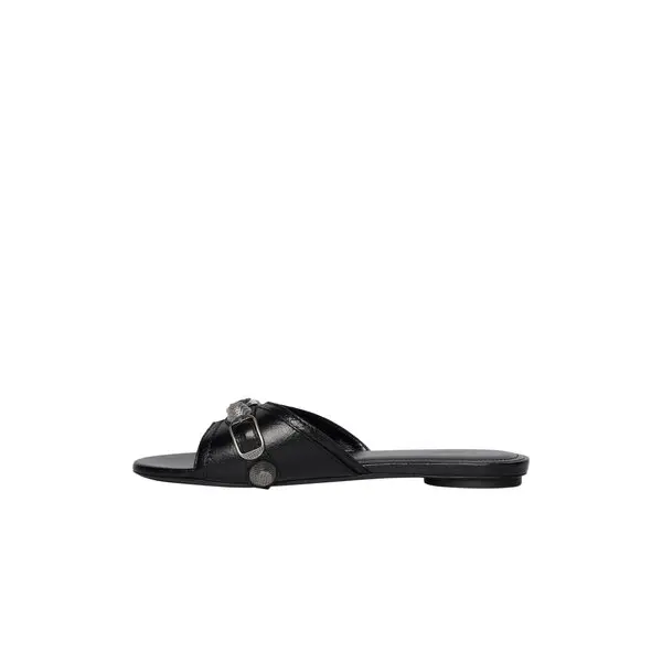 Balenciaga Cagole Flat Sandals - Black