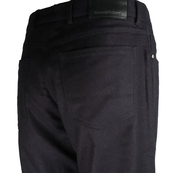 Zegna Navy Blue Logo Casual Pants - Black