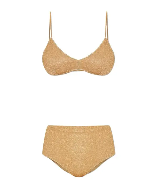 Oseree Lurex High-waist Bikini - Nude