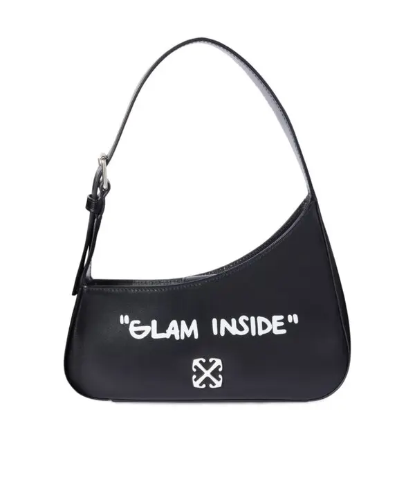 Off-White Jitney Quote Logo Plaque Shoulder Bag - Black