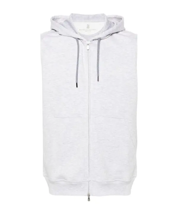 Brunello Cucinelli Sleeveless Zip-up Hoodie - White