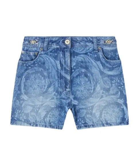 Versace Logo-patch Denim Shorts - Blue