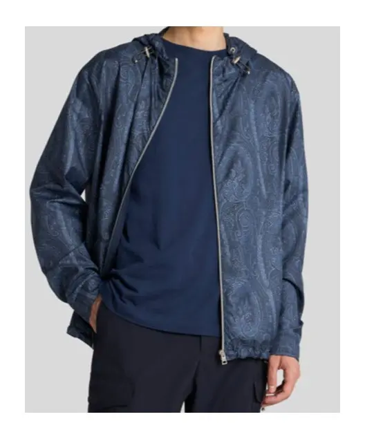 Etro Paisley Print Hooded Zip-up Jacket - Navy Blue