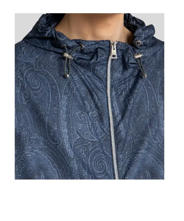 Etro Paisley Print Hooded Zip-up Jacket - Navy Blue