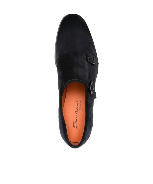 Santoni Monk Strap Loafers With Double Buckle Detail - Blue