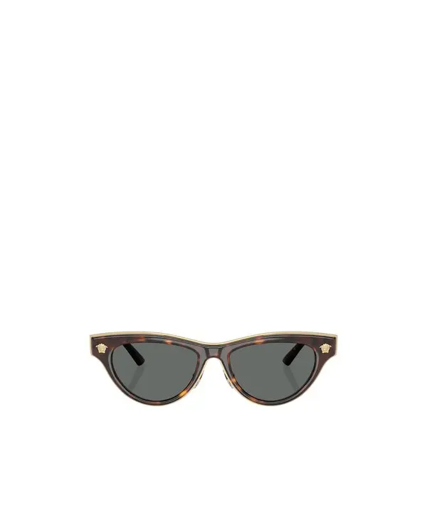 Versace Cat Eye Sunglasses With Temple Logos - Gray