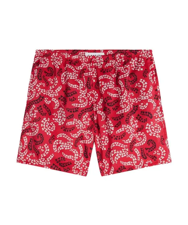 LANVIN Leaf-print Swim Shorts - Red