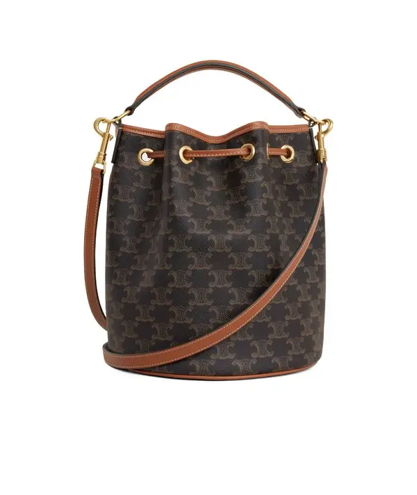 Celine Triomphe Canvas And Calfskin Bucket Bag