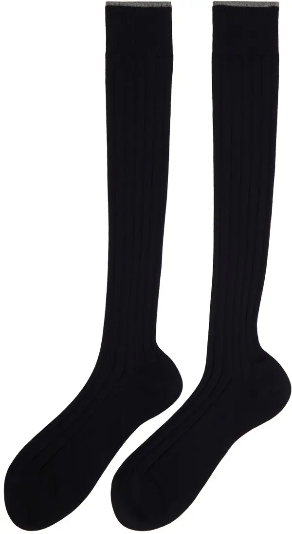 Brunello Cucinelli Ribbed Knee High Socks - Black
