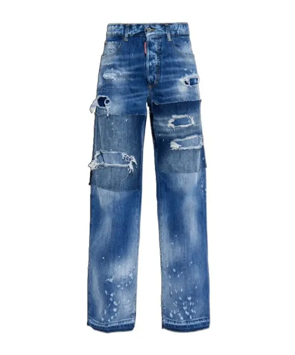 Dsquared2 Distressed Straight-leg Jeans - Blue