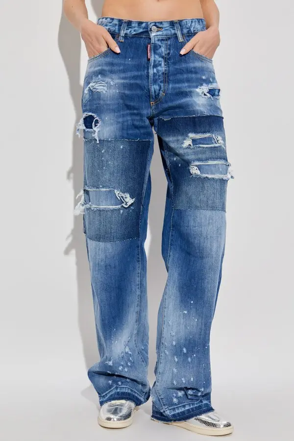 Dsquared2 Distressed Straight-leg Jeans - Blue