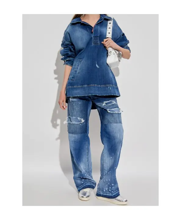 Dsquared2 Distressed Straight-leg Jeans - Blue