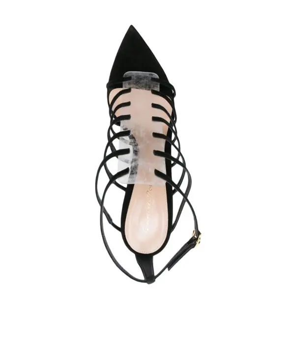 GIANVITO ROSSI Suede Strappy High Heel Sandals With Transparent Detail